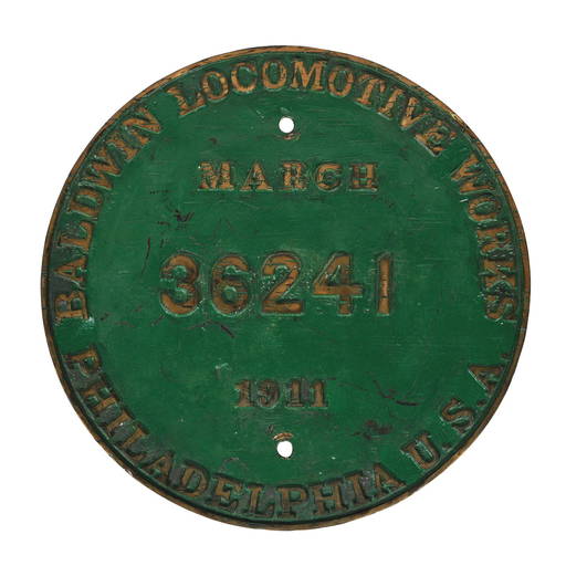 Baldwin Locomotive Works Builder's Plate.