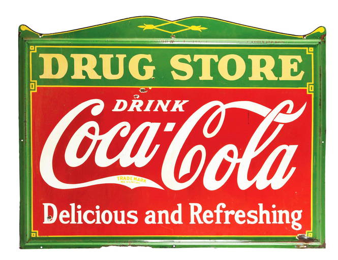 DRINK COCA COLA DRUG STORE PORCELAIN SIGN W/ MARQUEE - May 12, 2021 ...