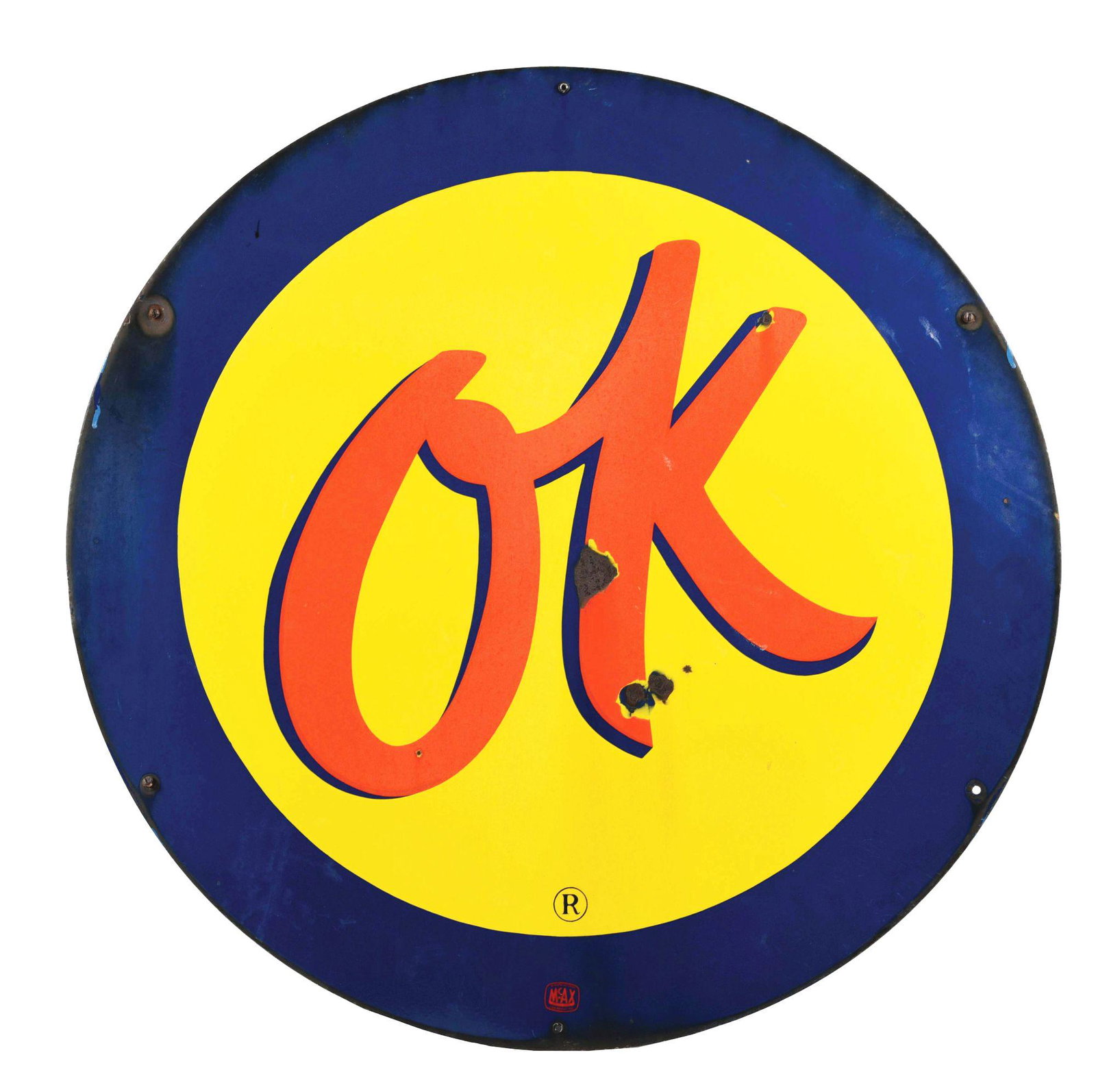 Ok Used Cars Porcelain Dealership Sign.