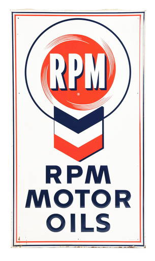 Rpm Motor Oils Embossed Tin Service Station Sign.