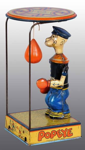 Tin Chein Popeye Overhead Puncher Wind Up Toy.