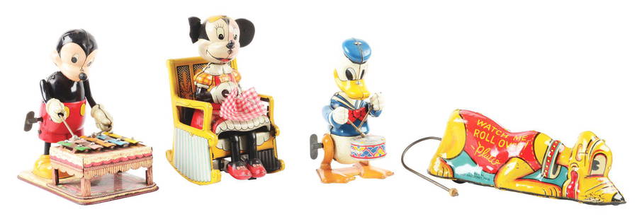 Lot Of 4: Marx And Linemar Walt Disney Wind Up Toys.