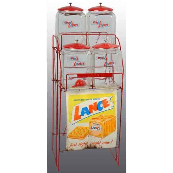 898: Lance Snack Jars with Metal Rack.