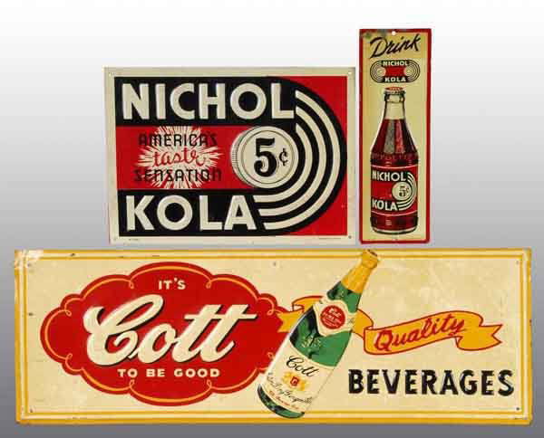 Lot Of 3: Tin Soda Signs.