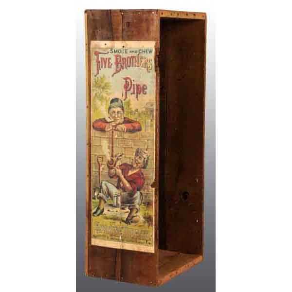 1131: Wooden Five Brothers Pipe Tobacco Box Crate.