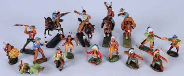 1357: Elastolin Cowboys & Indians Lot.