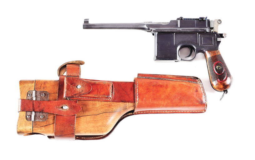 (c) Mauser C96 Red 9 Semi Automatic Pistol With Stock