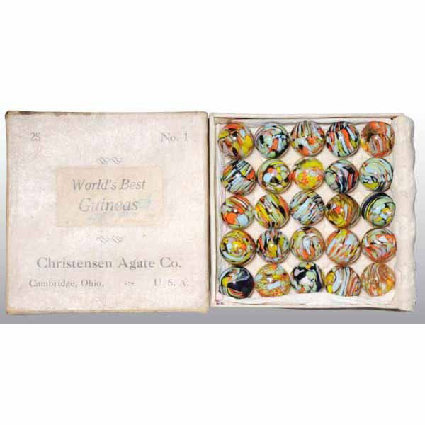 63: Original Box of World's Best Guineas Marbles.