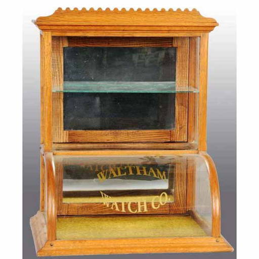 Curved Glass Waltham Watch Co. Display Case.