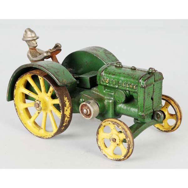 181: Rare Cast Iron Vindex John Deere Tractor Toy.