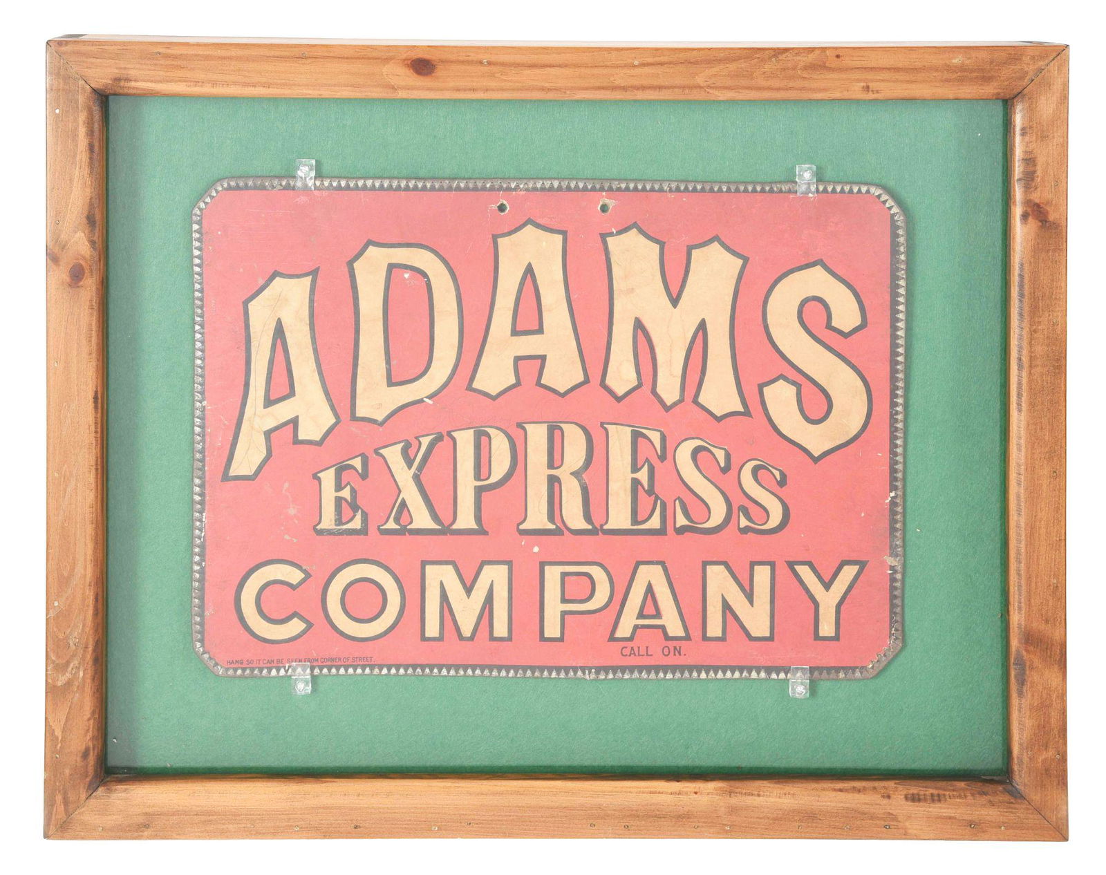 Adams Express Company Masonite Display Sign Mounted In