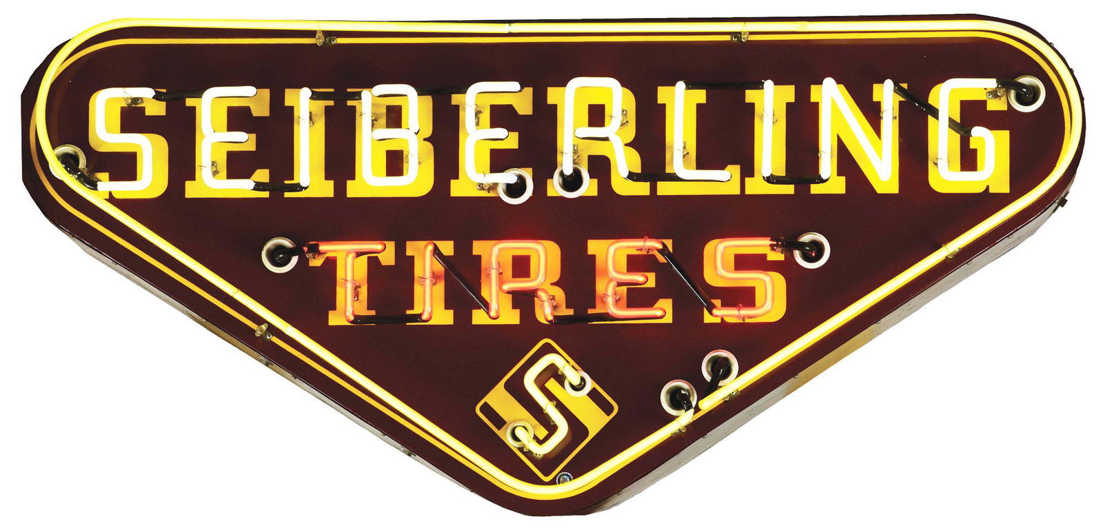 SEIBERLING TIRES PORCELAIN NEON SERVICE STATION SIGN. (#2178) on Oct 04 ...