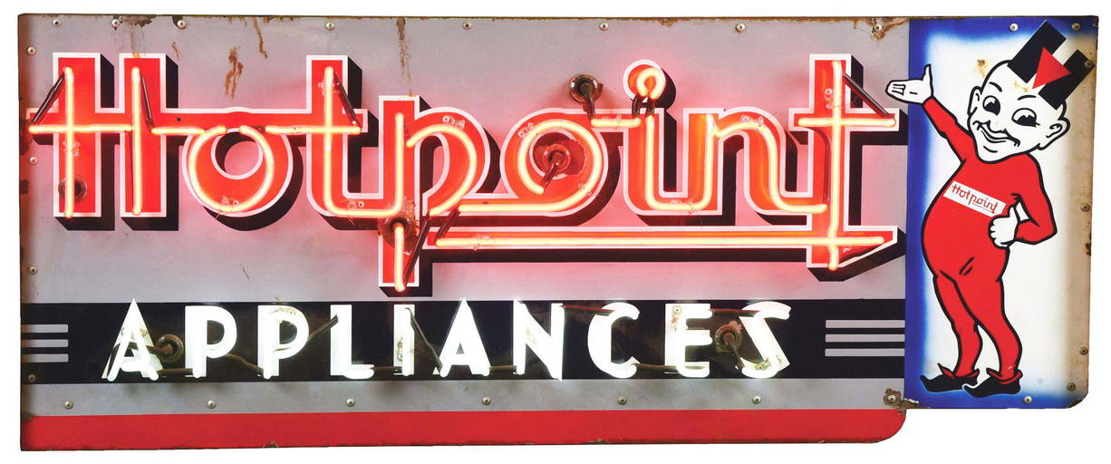 HOTPOINT APPLIANCES PORCELAIN NEON SIGN ON METAL CAN. (#2210) on Oct 04 ...