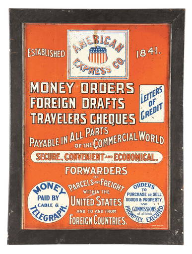 American Express Company Embossed Tin Sign W/ Original