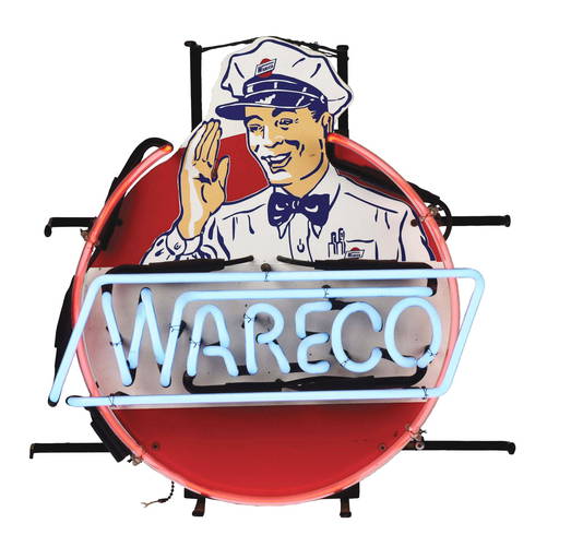 Wareco Gasoline Service Station Neon Sign W/ Attendant