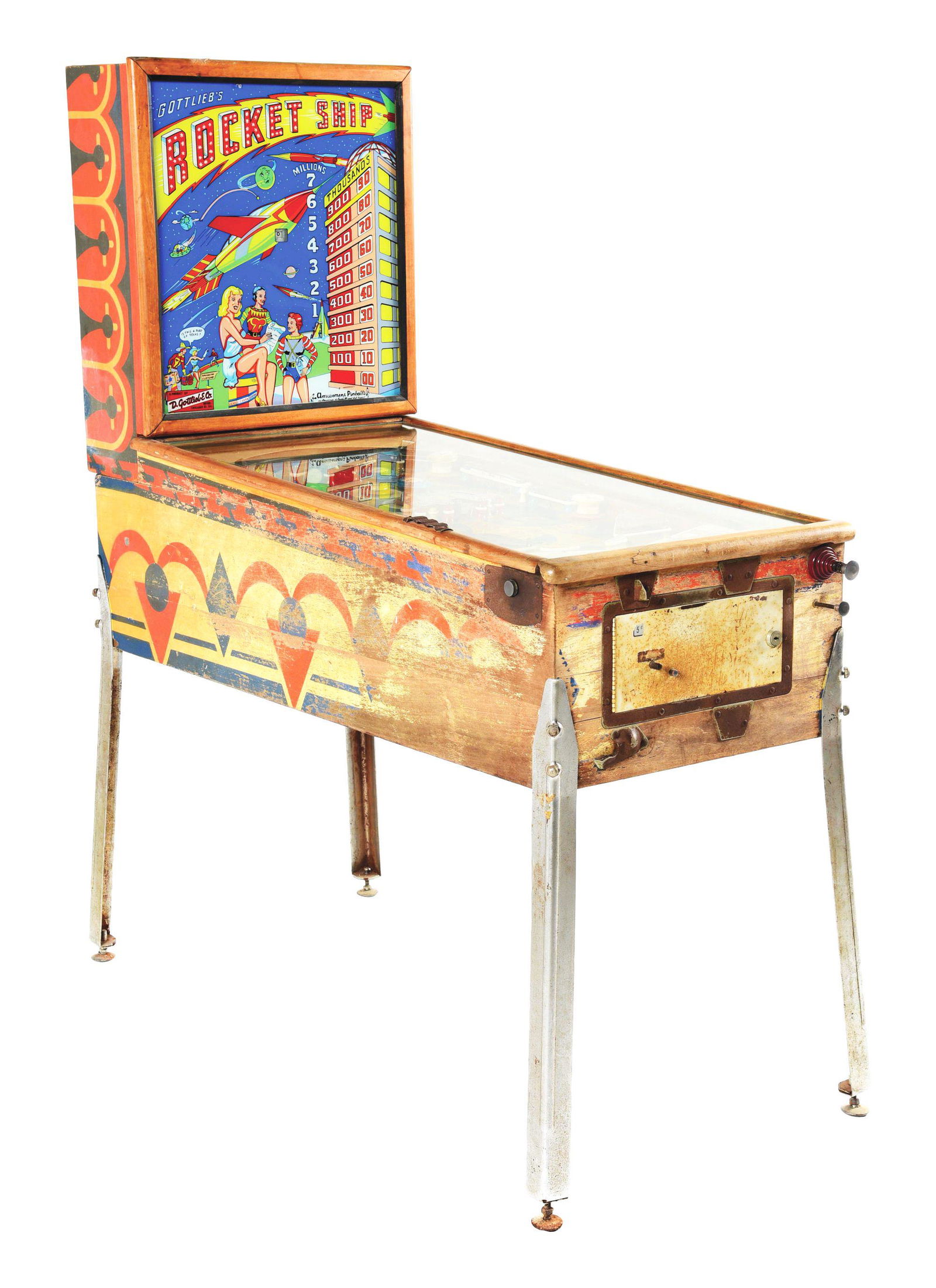 5¢ Gottlieb Rocket Ship Pinball Arcade Game.