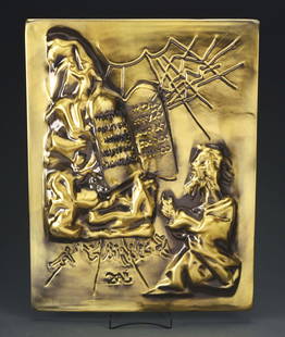 Salvador Dali Ten Commandments Bronze Brass Bas Relief