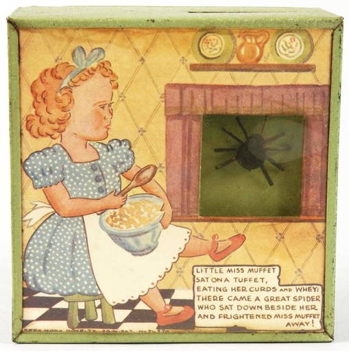 Tin Little Miss Muffet Money Box Bank.