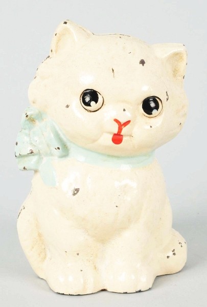 Cast Iron Hubley Cat With Bow Still Bank.
