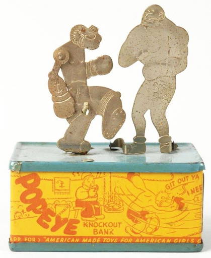 Tin Litho Marx Popeye Knockout Bank Toy.