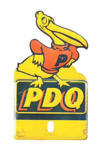 Pdq Gasoline Embossed Tin License Plate Topper W/