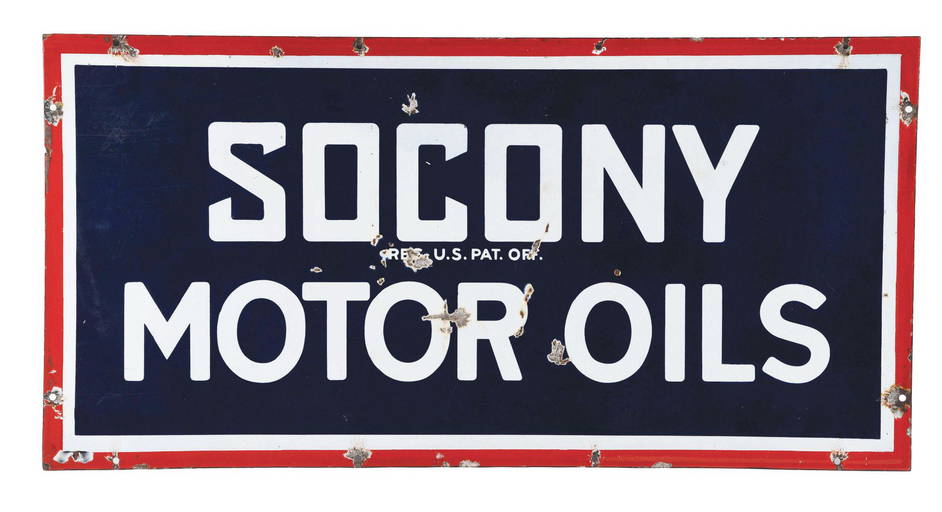 Socony Motor Oils Porcelain Service Station Sign.