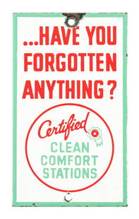 Pure Service Station Restroom Door Porcelain Sign