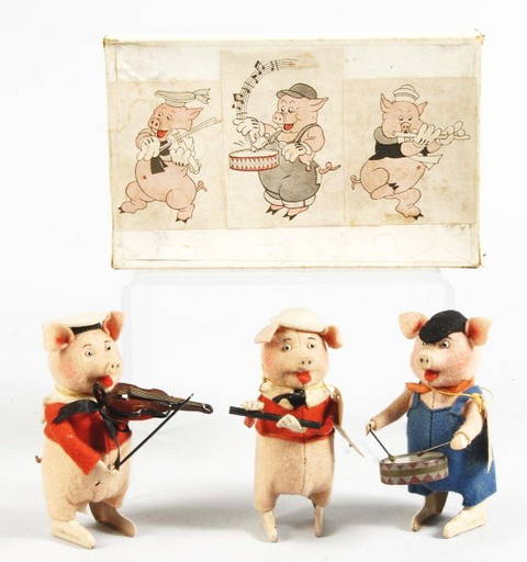 Lot Of 3: Schuco 3 Little Pigs Wind Up Toys.