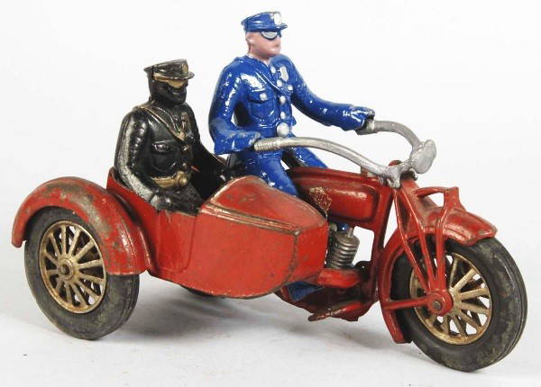 Cast Iron Hubley Indian Motorcycle & Sidecar Toy.
