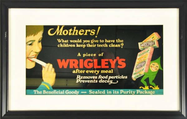 1930s Cardboard Wrigley's Trolley Sign.