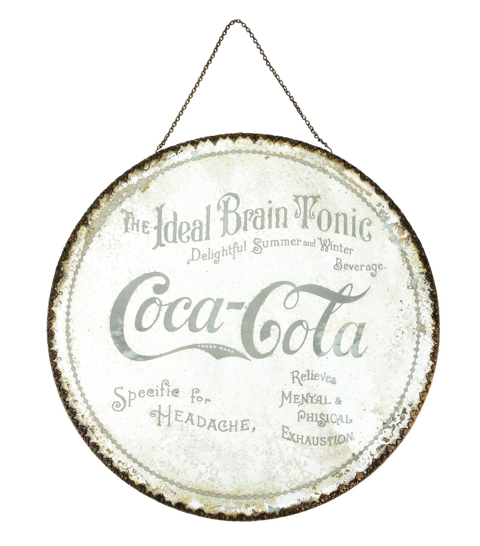 COCA-COLA THE IDEAL BRAIN TONIC ROUND GLASS SIGN. (#1689) on May 04 ... COCA-COLA THE IDEAL BRAIN TONIC ROUND GLASS SIGN. (#1689) on May 04 ...