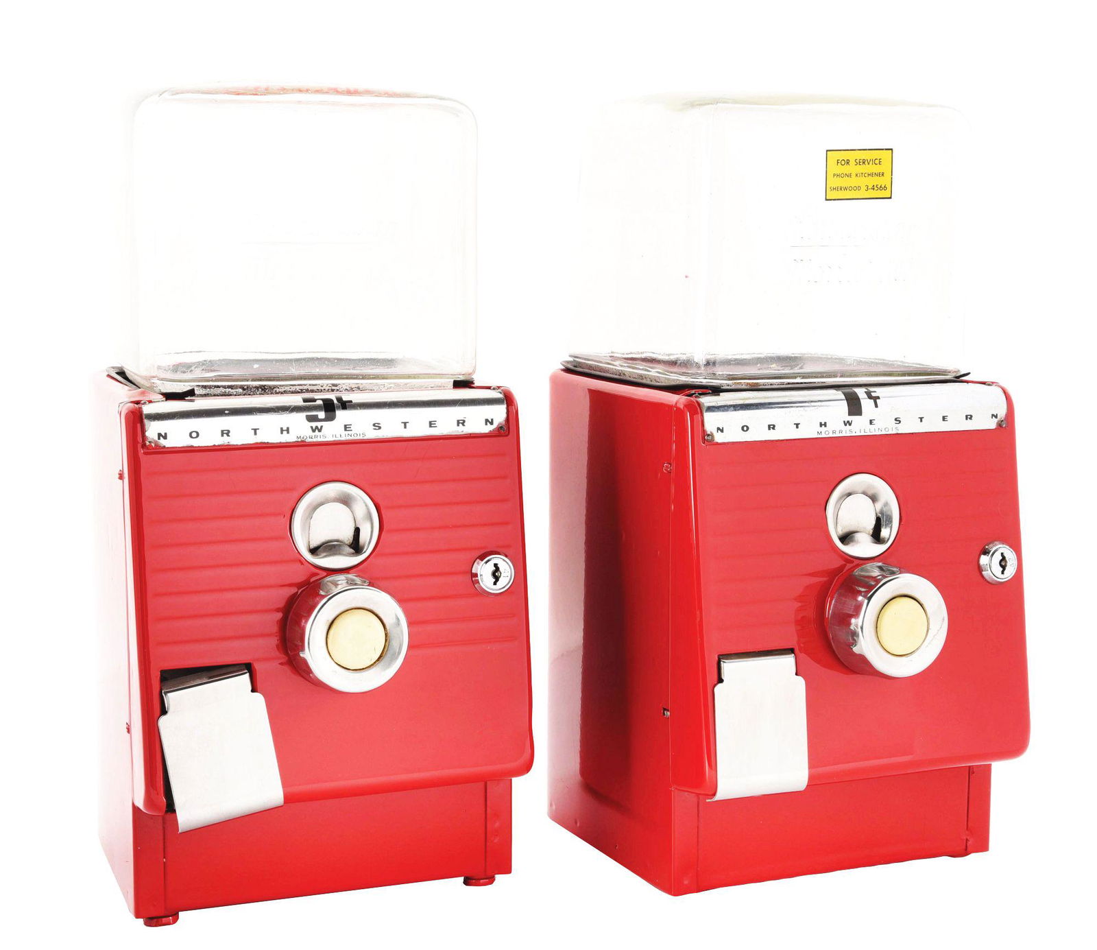 Pair Of Northwestern Model 49 Gumball And Peanut Machines.