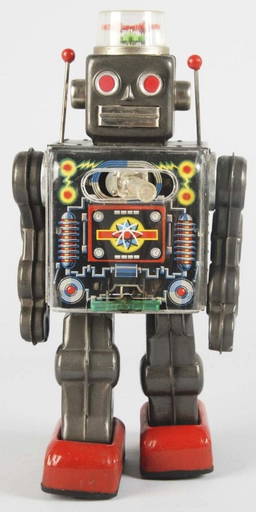 Tin Fighting Spaceman Battery Operated Toy.