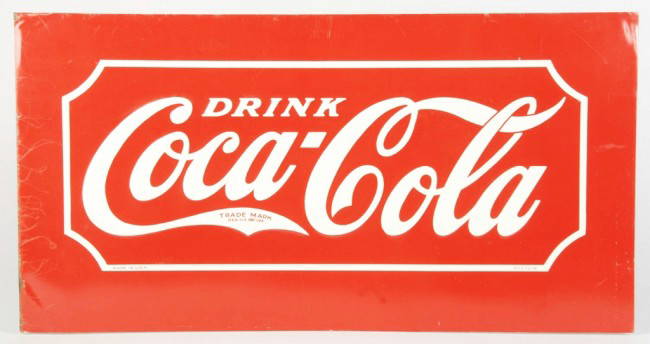 Embossed Tin Coca Cola Cooler Panel Sign.