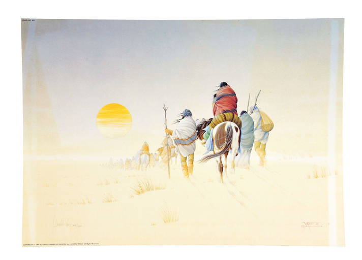 DONALD VANN (NATIVE AMERICAN, B. 1949) "THE WAYFARING" LITHOGRAPH IN ...
