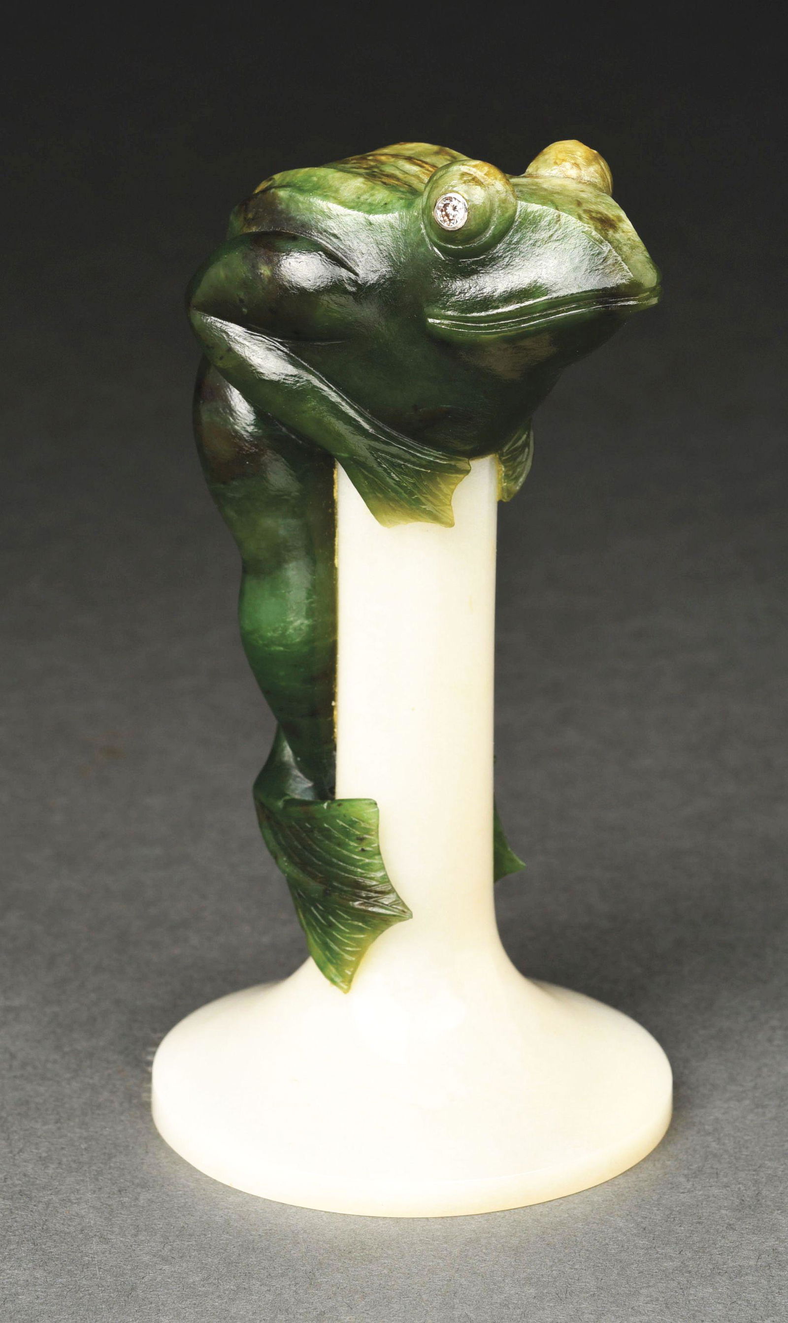 FABERGE HARDSTONE AND DIAMOND FROG ON A STAND. (#2165) on Jun 09, 2022 ...