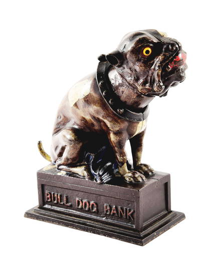 Cast Iron Bull Dog Bank.