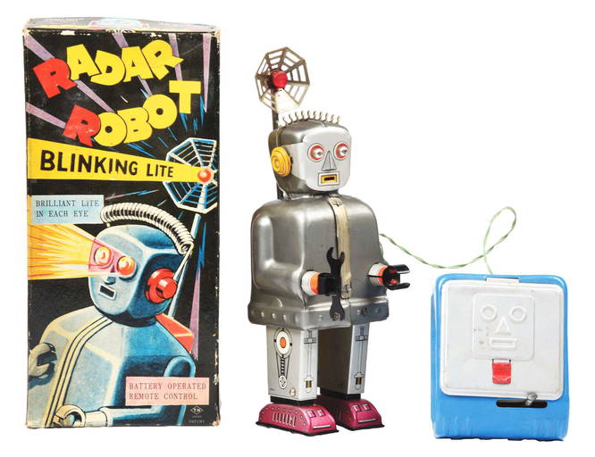 Japanese Tin Litho Battery Operated Remote Control Radar Robot.