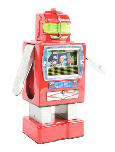 Japanese Tin Litho Battery Operated Space Explorer Robot.