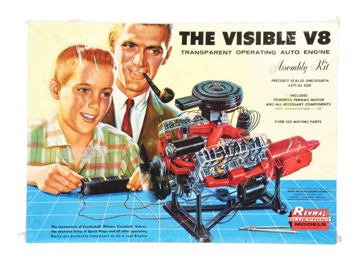 RENWALL VISIBLE 8 TRANSPARENT OPERATING AUTO ENGINE MODEL KIT. (#2411 ...