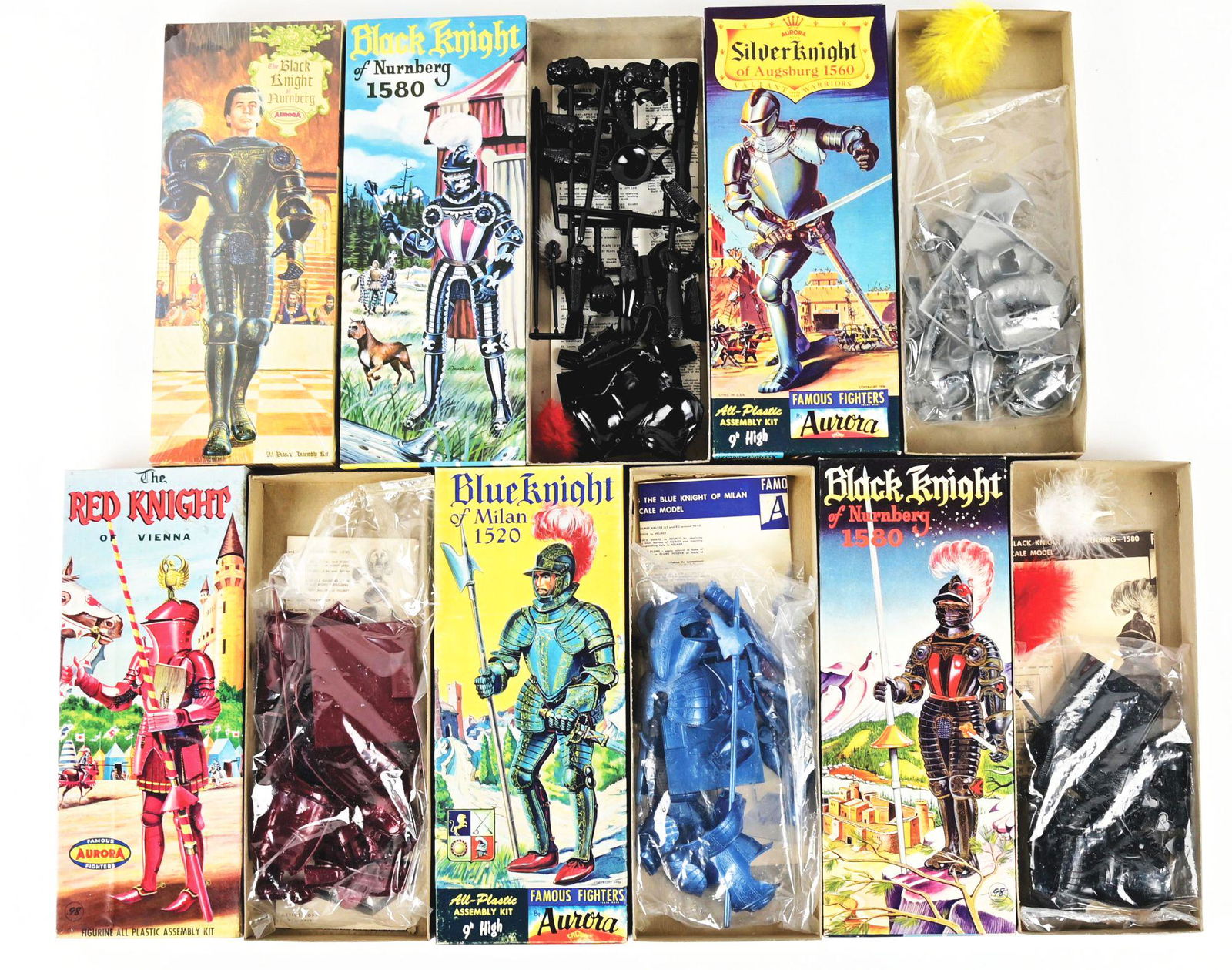Lot Of 6: Original 1960's Aurora Knight Model Kits.