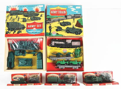 Vtg Built Rite Army Camp Playset W/ Soldiers