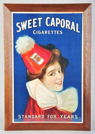 Cardboard Sweet Caporal Cigarettes Poster.