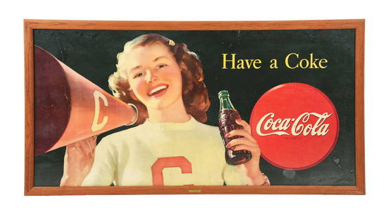 Coca Cola Framed Cardboard Lithograph.