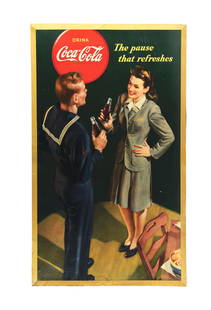 Coca Cola "lunch Refreshed" Cardboard Poster.