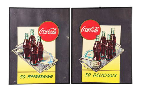 Coca Cola Framed Cardboard Lithograph.
