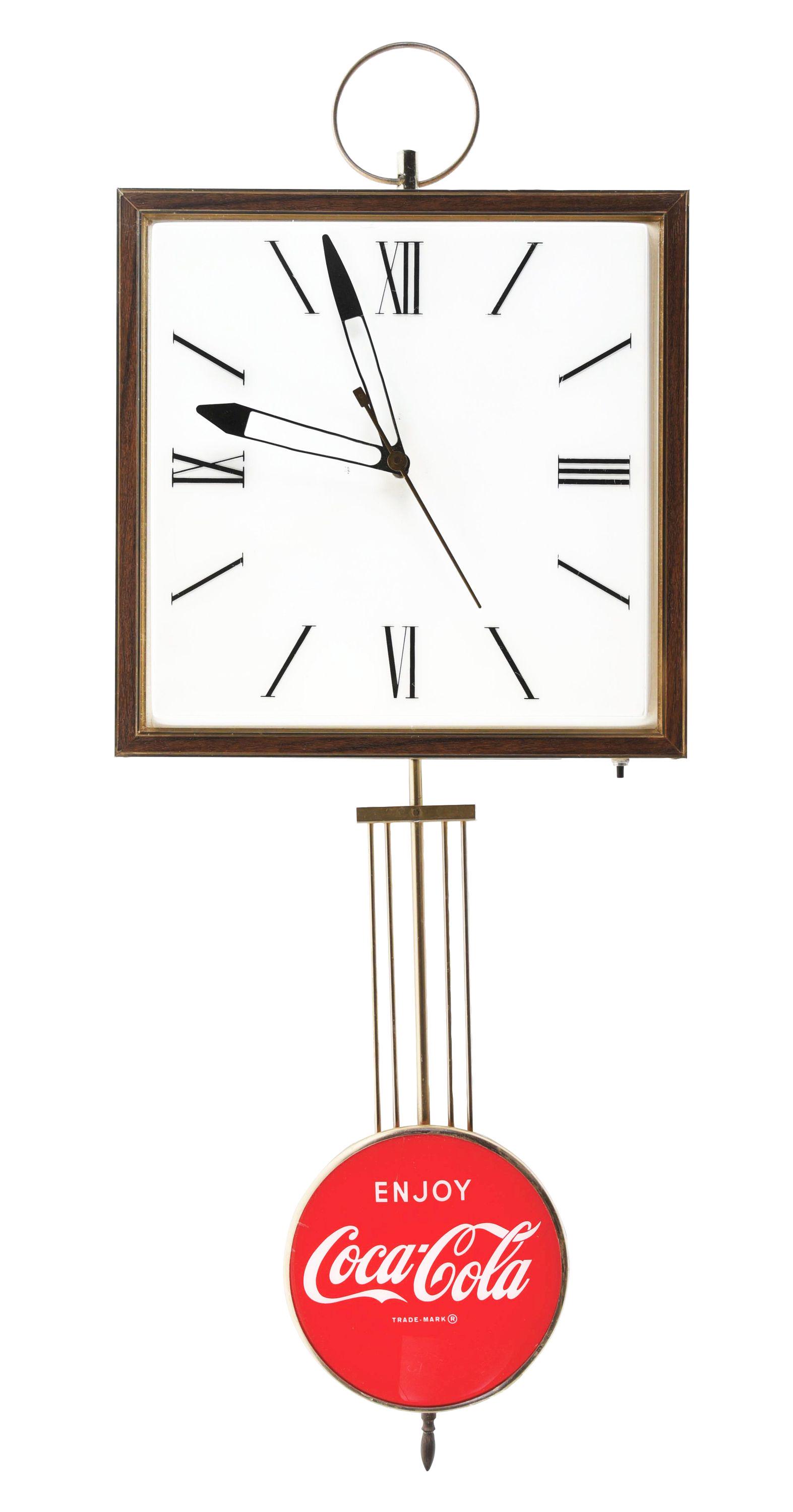 ENJOY COCA-COLA LIGHTED PLASTIC PENDULUM CLOCK. (#2253) on Aug 24, 2022 ...