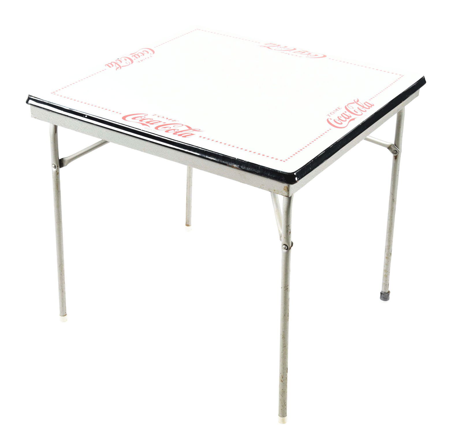 Original Coca Cola Folding Porcelain Card Table.