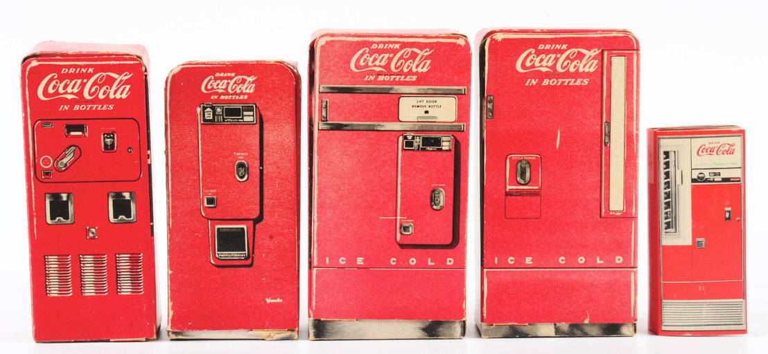Lot Of 5: Coca Cola Cardboard Soda Dispenser Machines.