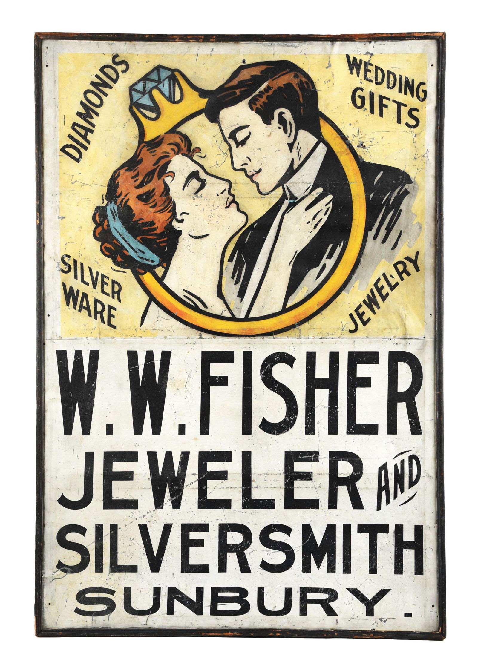 Original W.w. Fisher Ithaca Sign Works 6' Road Sign.